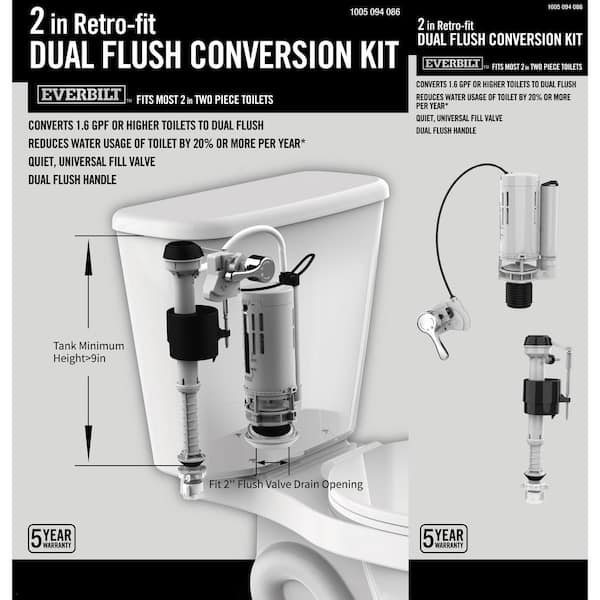 Everbilt 2 in. Dual Flush Toilet Conversion Kit 220421+222618 - The ...