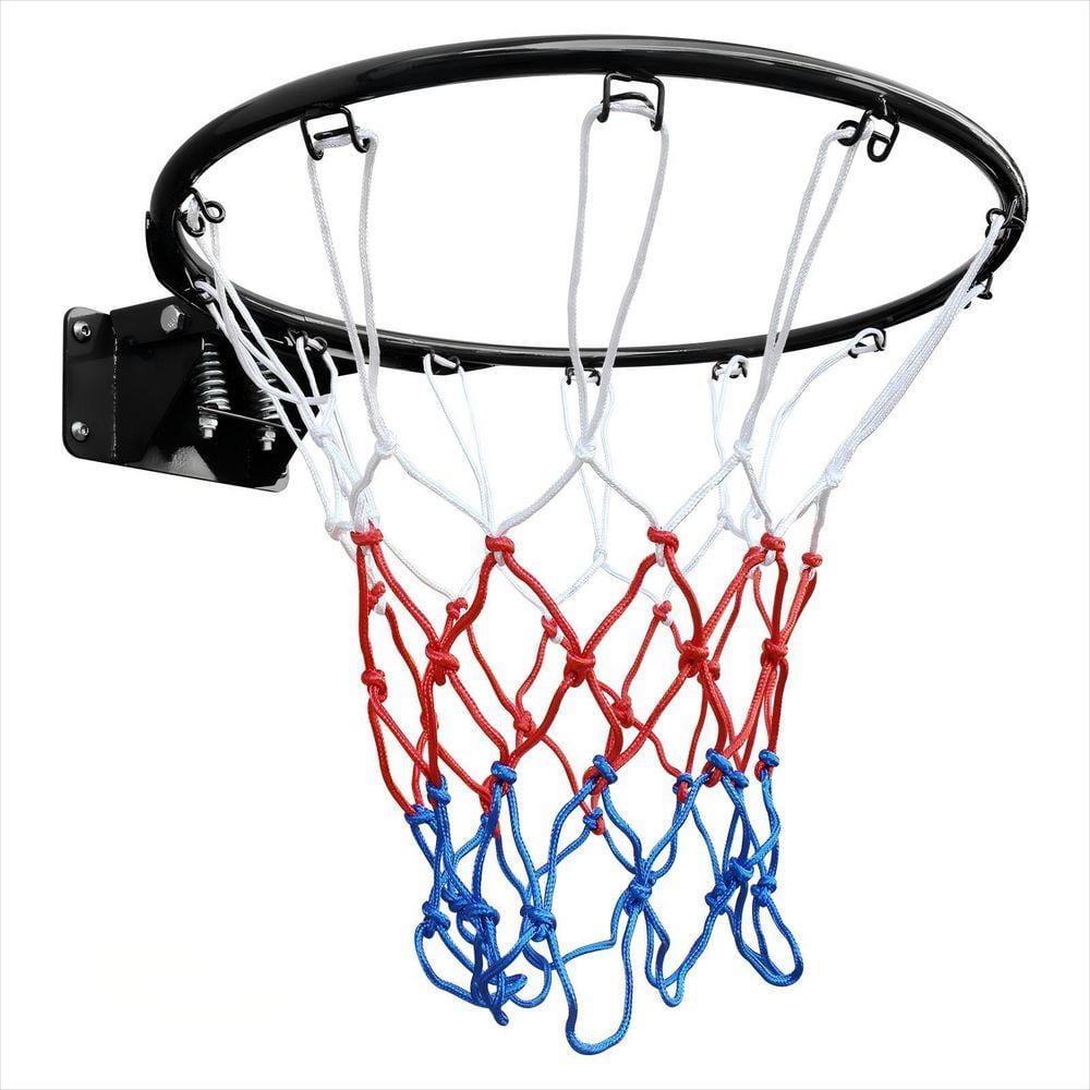 Huluwat Black 18 in. Steel Double Spring Basketball Rim with Net, Easy ...