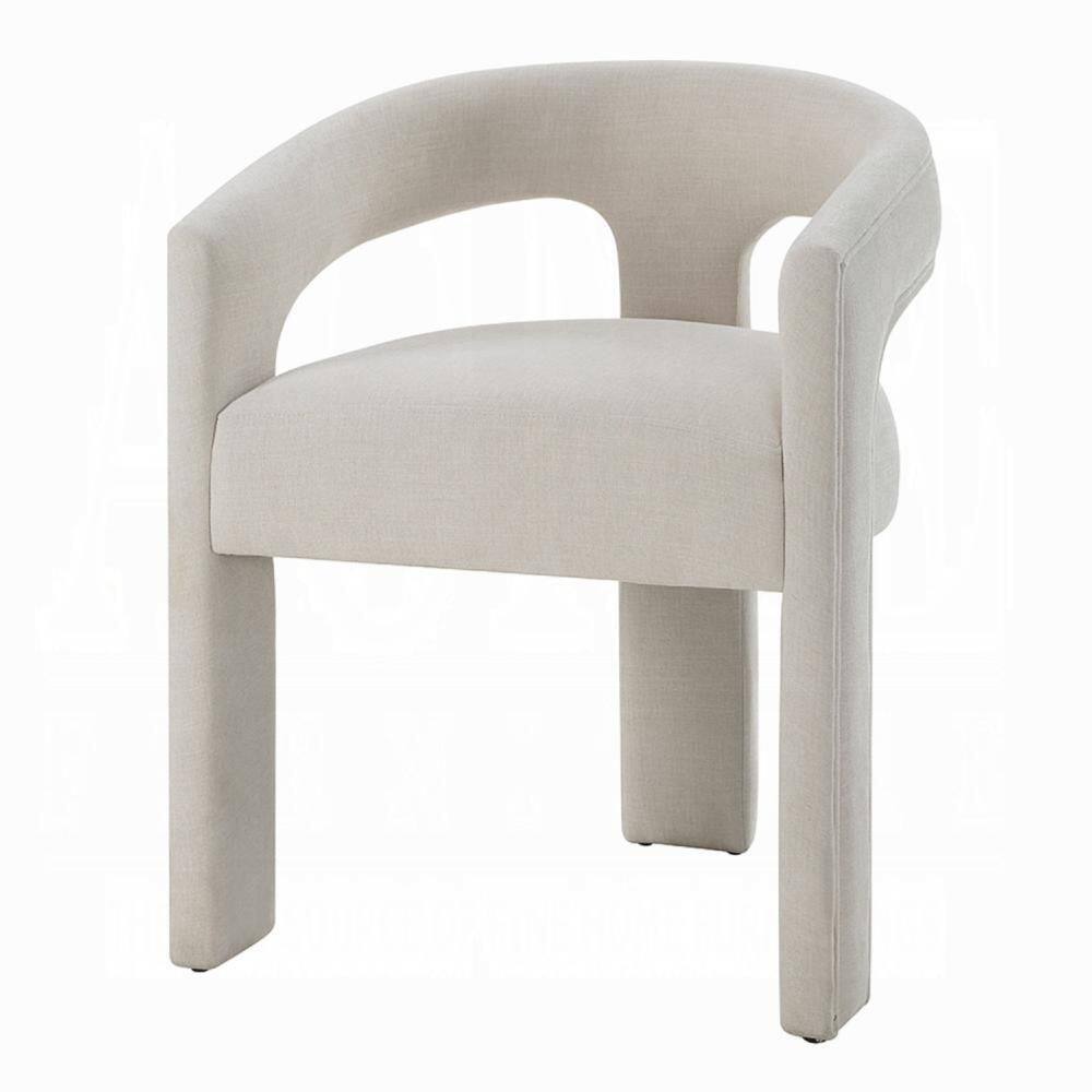 Benjara Gamo White Chenille Solid Back Dining Chair (Set of 2) BM333072 ...