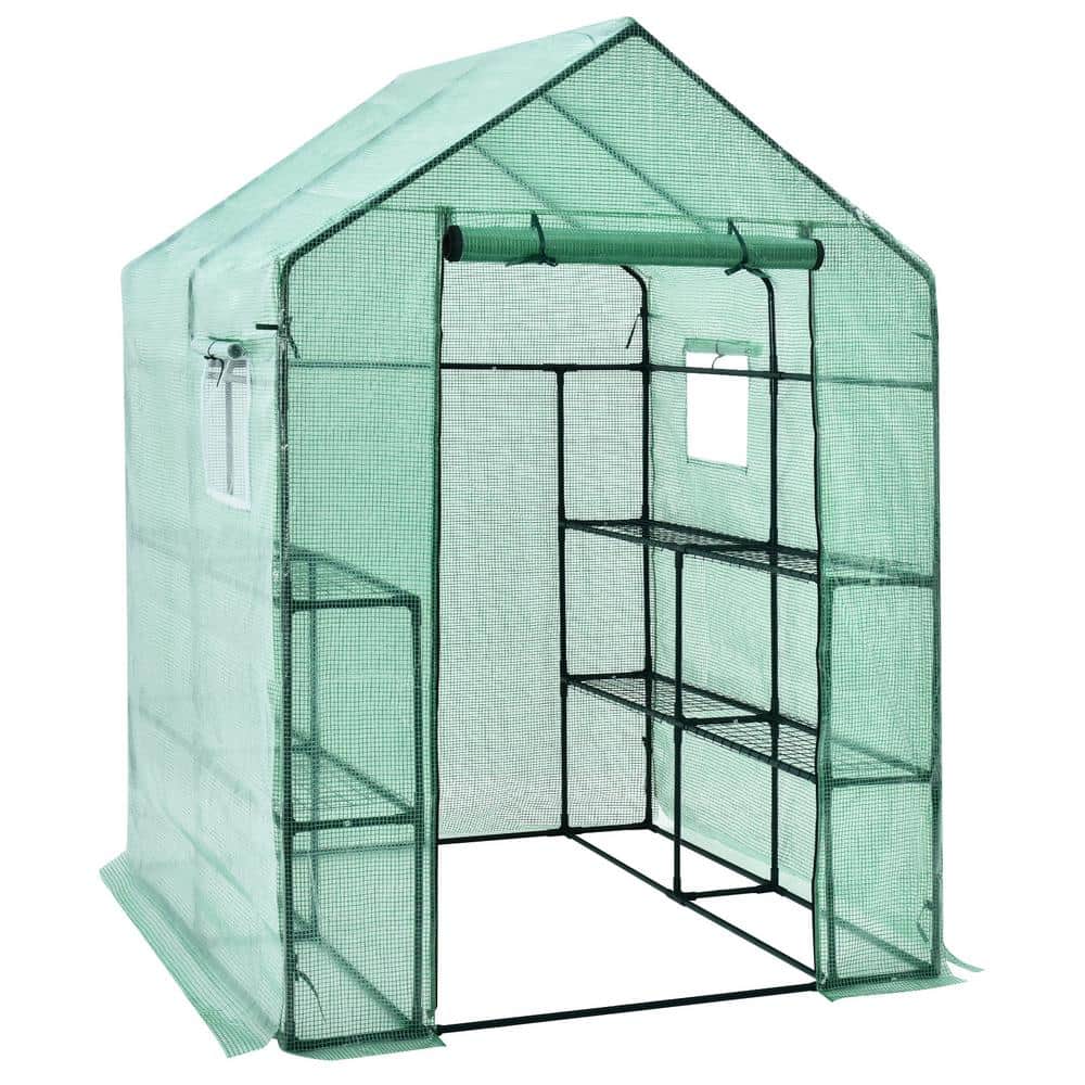 ANGELES HOME 56 in. W x 56 in. D x 77 in. H Walk-in Greenhouse ...