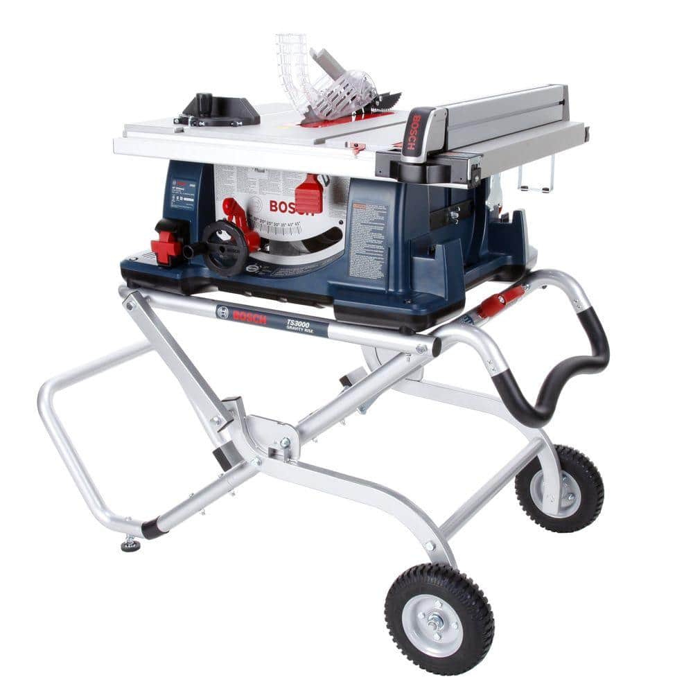 Bosch 15 Amp Corded 10 in. Worksite Table Saw with Gravity Rise Wheeled ...