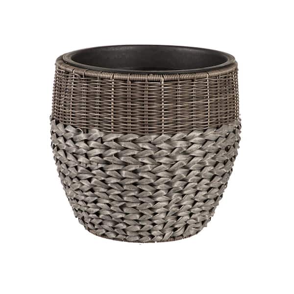 Evergreen 14 in. Resin Wicker Planter with Plastic Pot PHA006 - The ...