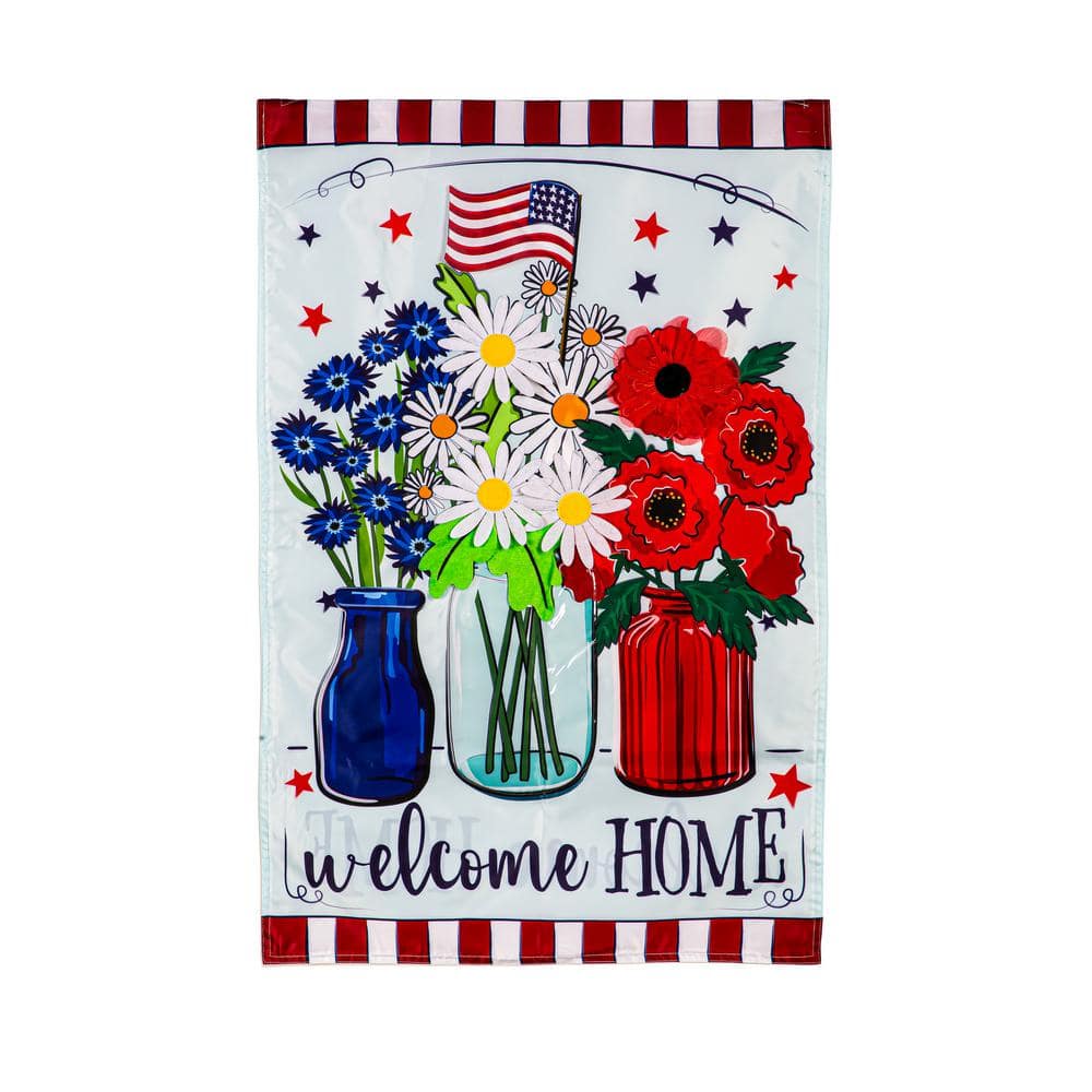 Evergreen Enterprises 2-1/3 ft. x 3-2/3 ft. Patriotic Floral Applique ...