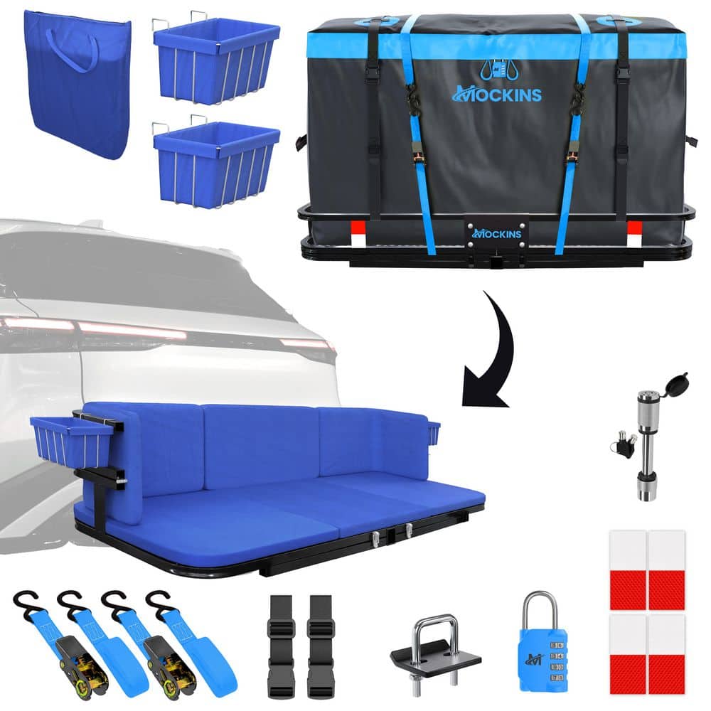 Mockins 48in x 18in x 6in. 2-in-1 Hitch Mount Cargo Carrier and Hitch ...