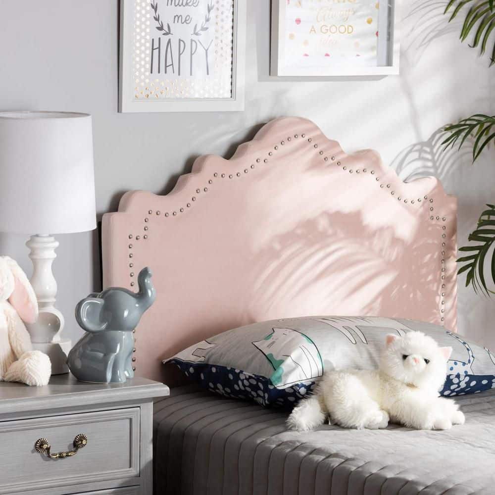 HOME IMPORTS EMPORIUM Pink Twin Velvet Upholstered Heaboard, Sturdy Bed ...