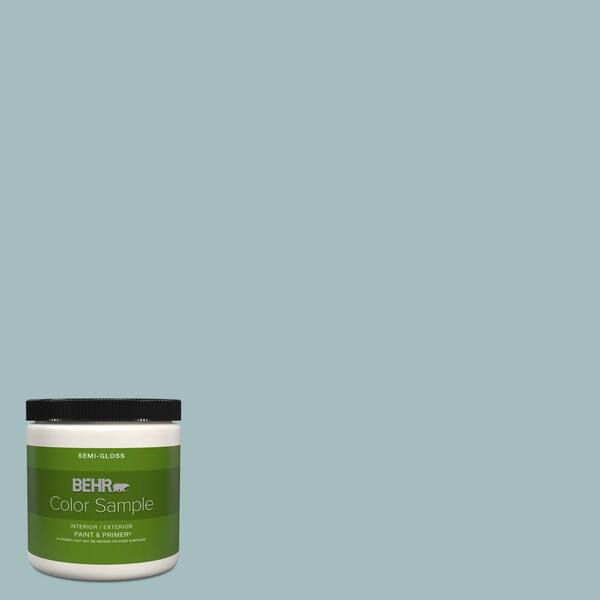 BEHR PREMIUM PLUS 8 oz. #PPU13-13 Oslo Blue Semi-Gloss Interior ...