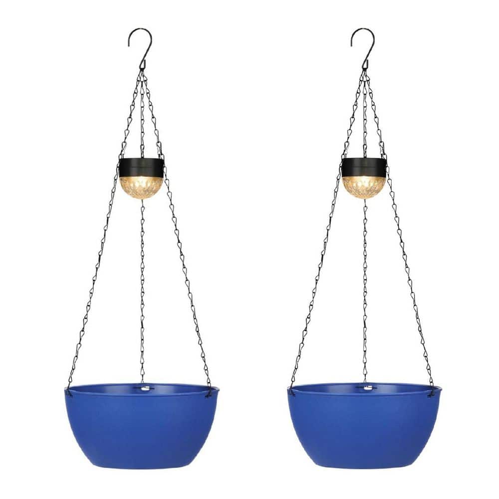 Dark Blue Plastic Hanging Planters Basket for Outdoor Plants with ...