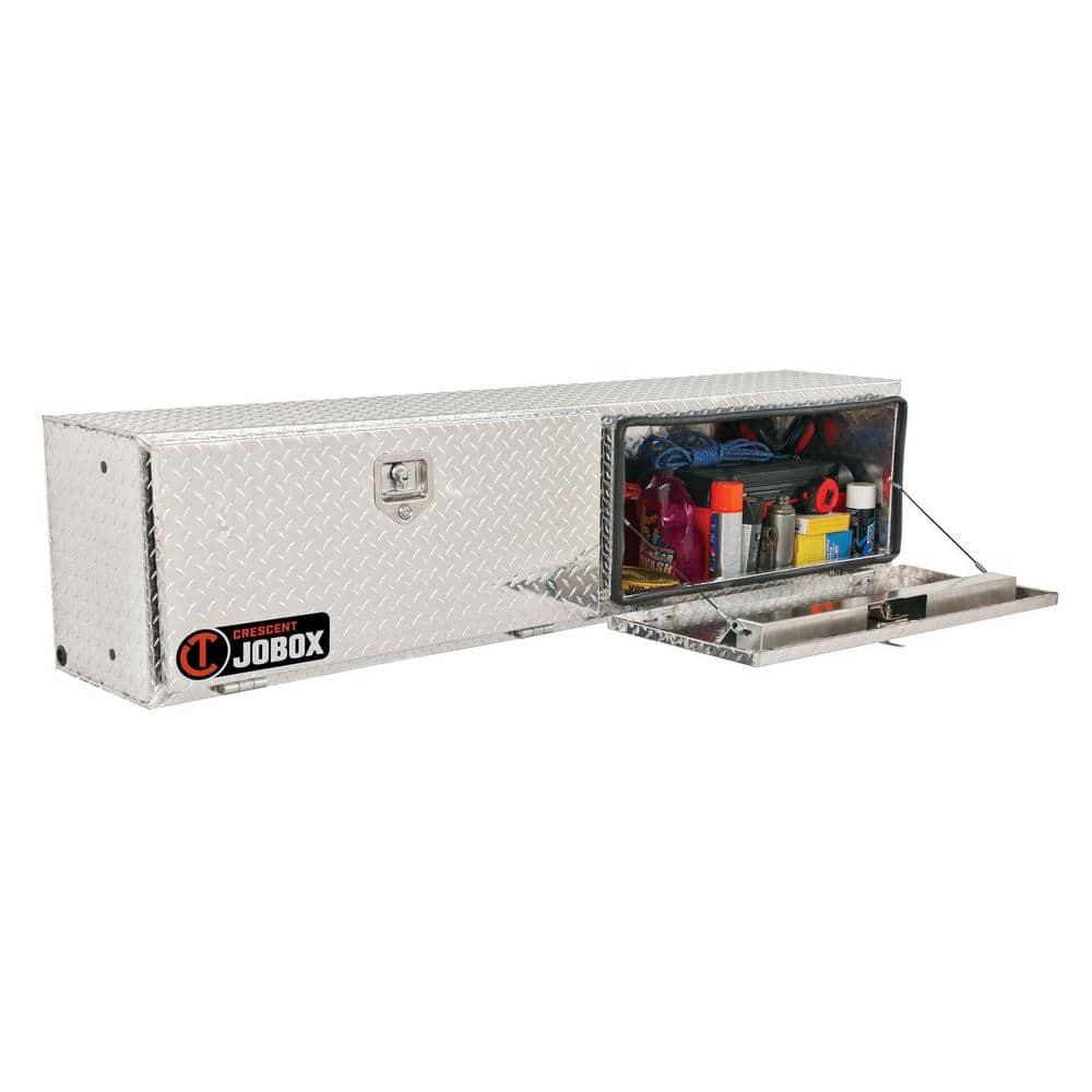 Crescent Jobox 96 in. Diamond Plate Aluminum Top Mount Truck Tool Box ...