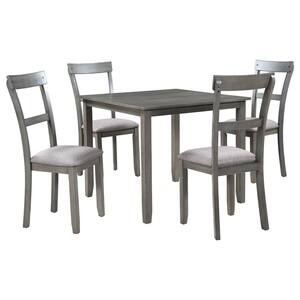 Harper & Bright Designs Light Gray 5-Piece Industrial Wooden Dining ...