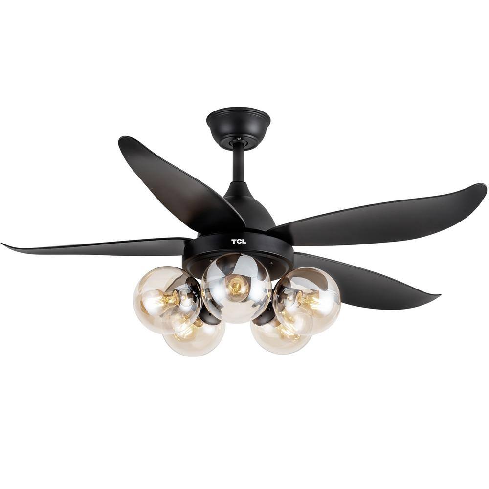Wonline 48 in. Indoor Black Ceiling Fan with Light Kit and Remote ...