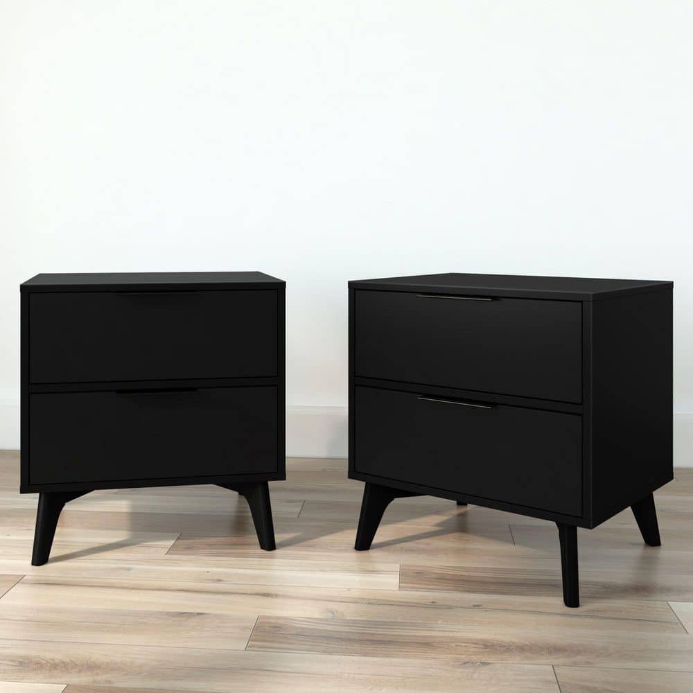 Reviews for PLANK+BEAM Haven Black 2 Drawer 24 in. W Nightstand, Set of ...