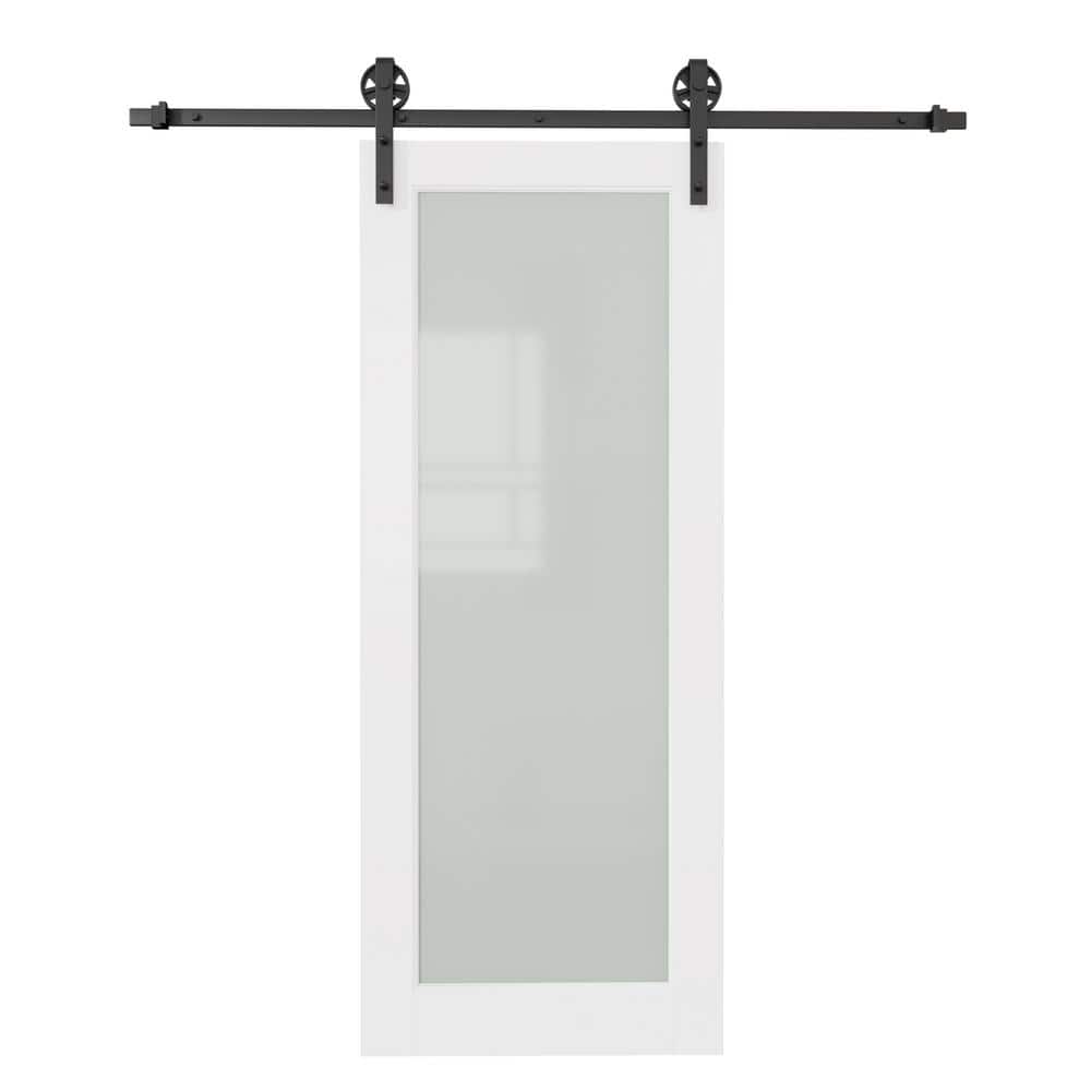 ARK DESIGN 36 in. x 80 in. 1 Lite Tempered Frosted Glass White Primed ...