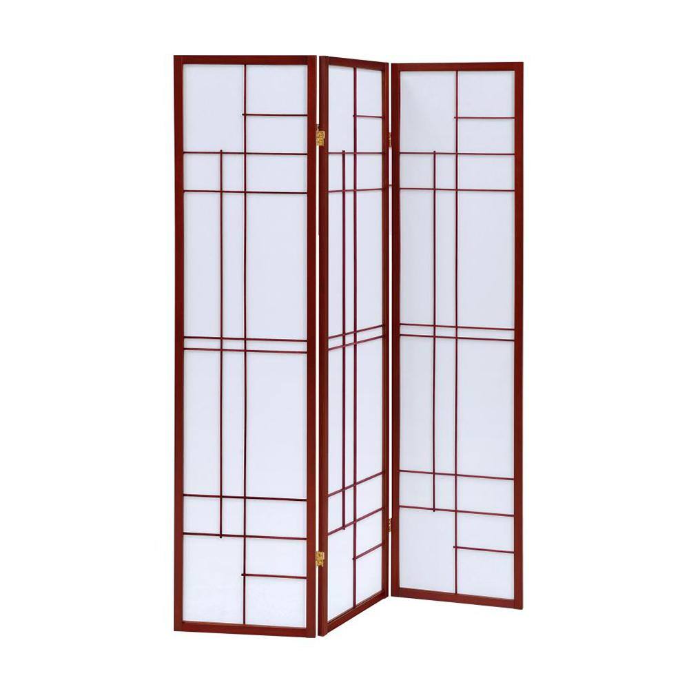 SIMPLE RELAX Xanthus 3 Panel Folding Floor Screen in White and Cherry ...