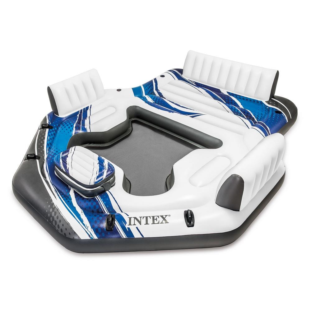 Intex Blue Tropic Inflatable Lake Island Water Float with Cooler and ...