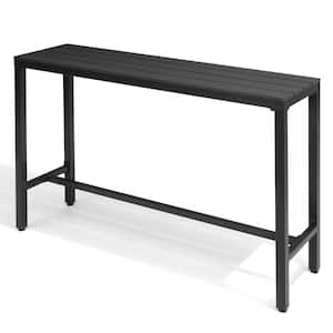 Pellebant 55 in. Patio Outdoor Bar Table Rectangle Dining Table in ...