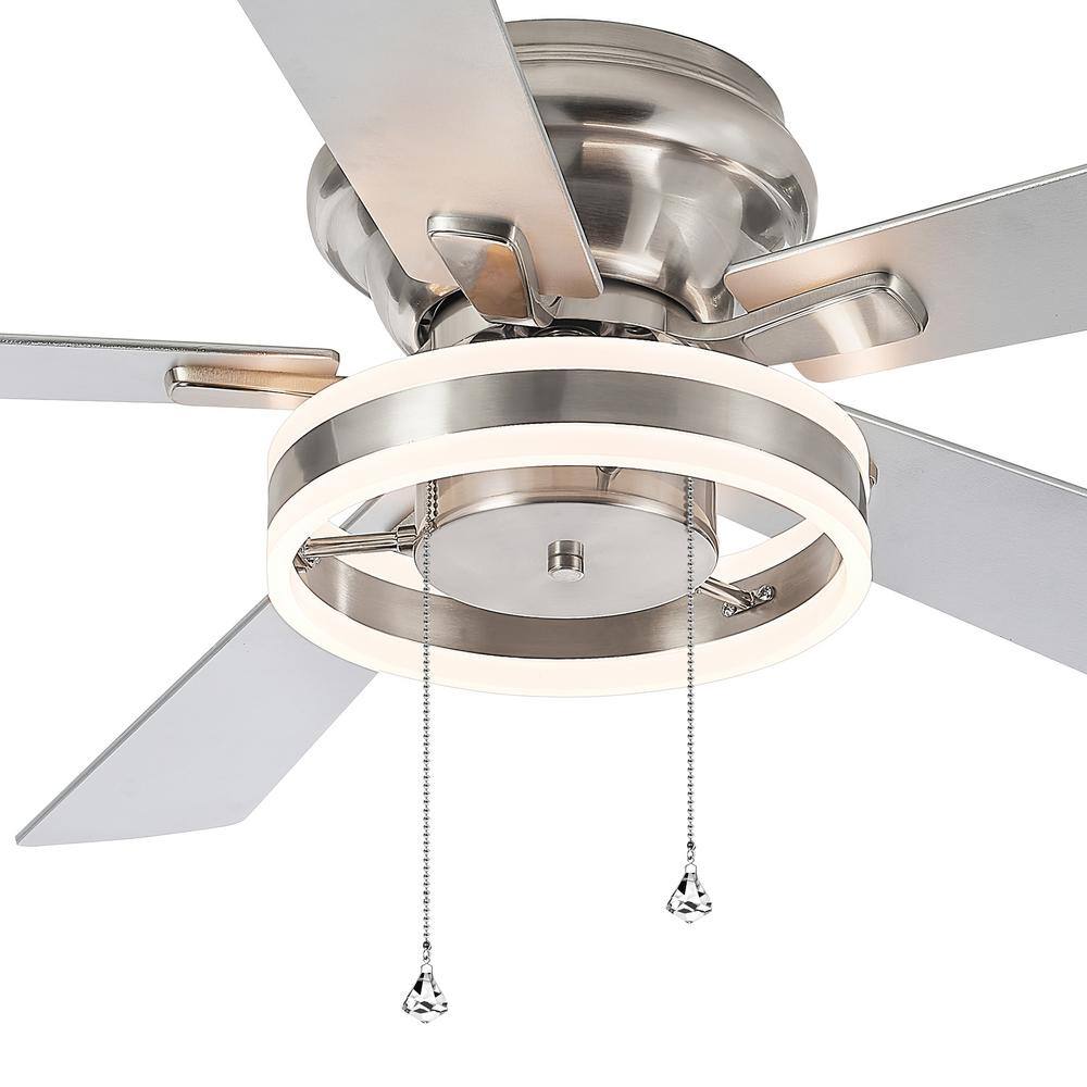Breezary Tarina 52 in. Integrated LED Indoor Satin Nickel Ceiling Fan ...