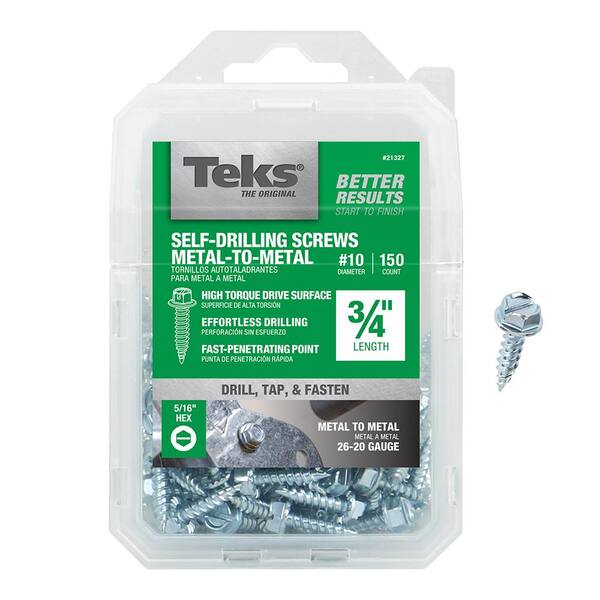 Teks #10-16 x 3/4 in. Slot Hex Hi-Hat Serrated Sharp Point Screw (150 ...