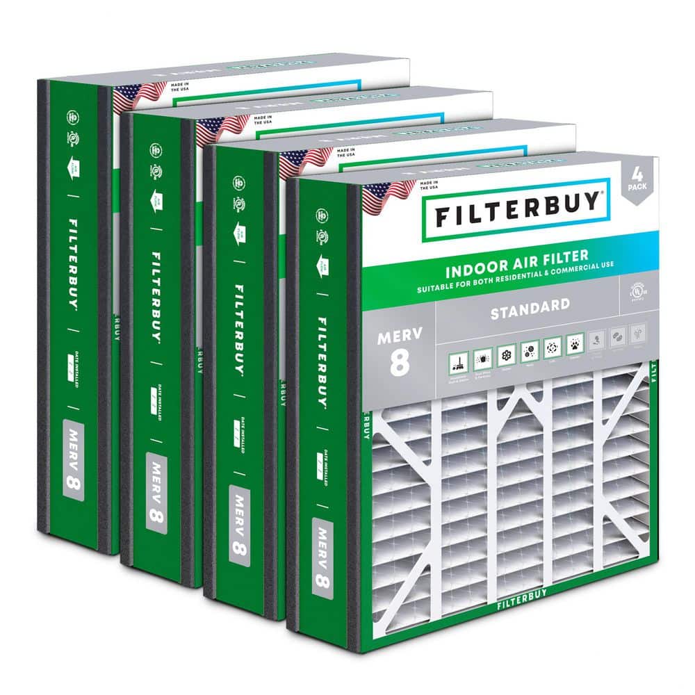 Filterbuy 20 in. x 20 in. x 5 in. MERV 8 (FPR 5) Dust Defense Pleated ...