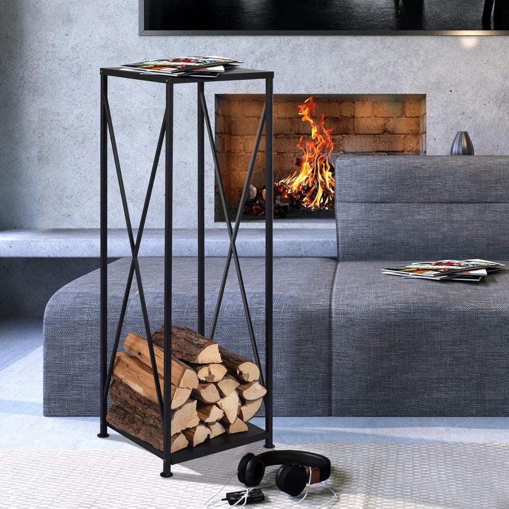 AUTMOON Decorative Firewood Storage Log Rack Holder for Outdoor Indoor ...