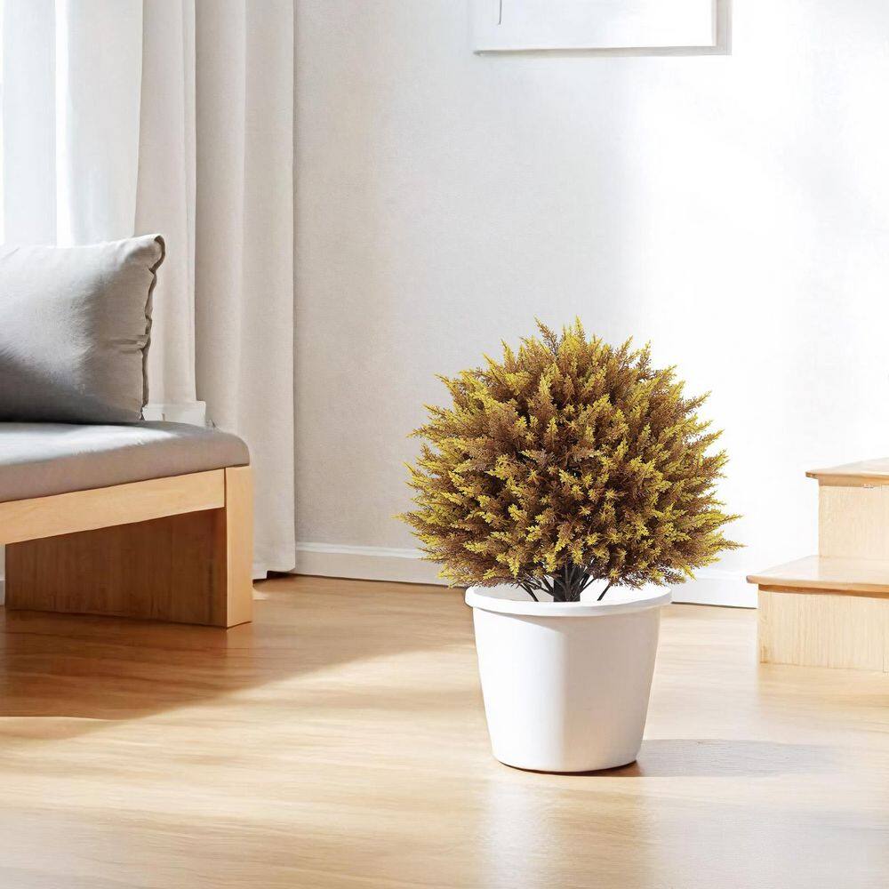 poetree 2 ft. Artificial Cedar Topiary Tree Fall Decor with Ground ...