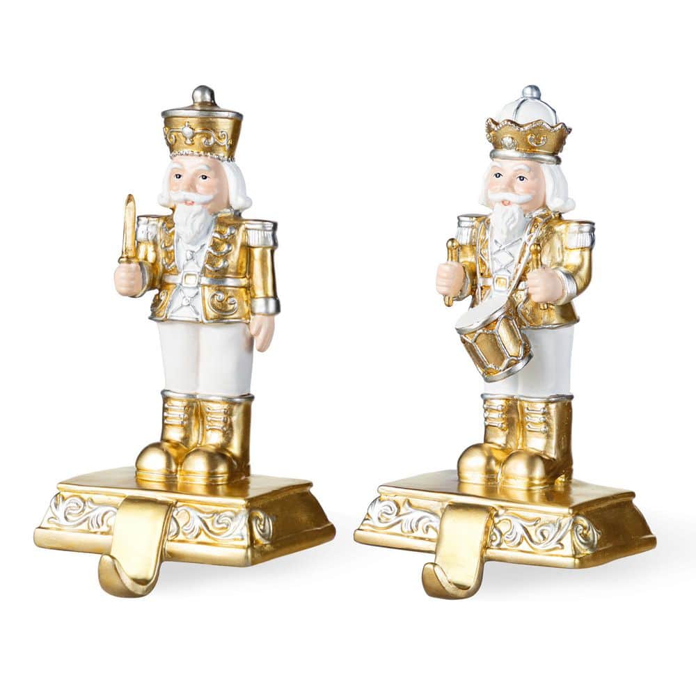 Glitzhome Christmas Resin Nutcracker Stocking Holder (Set of 2 ...