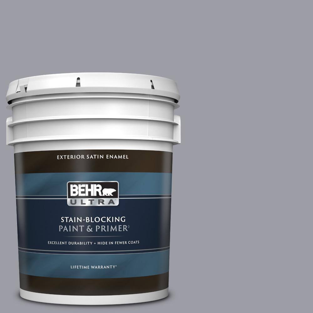 BEHR ULTRA 5 gal. #BNC-09 Heather Gray Satin Enamel Exterior Paint ...