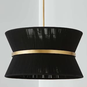 RRTYO Tabor 6-Light Black Hourglass lsland Pendant Light with Hemp Fly ...
