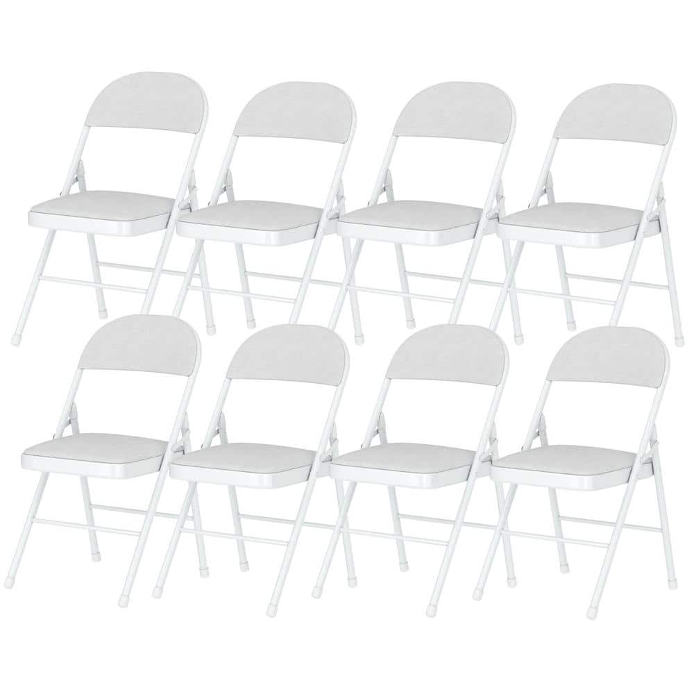 VECELO 8-Pack Padded Folding Chairs with Cushioned Seat Steel Frame ...