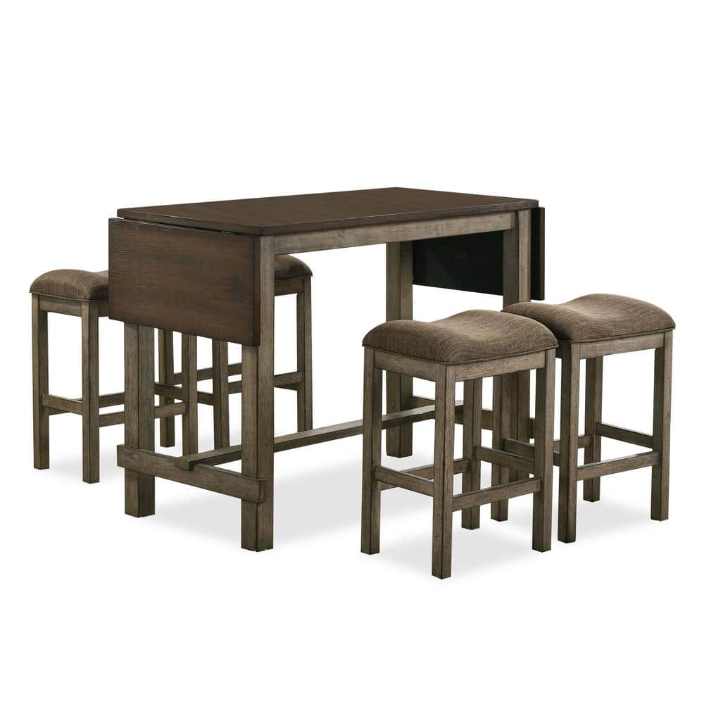 Furniture of America Milroy 5-Piece Rectangle Dark Walnut and Chestnut ...