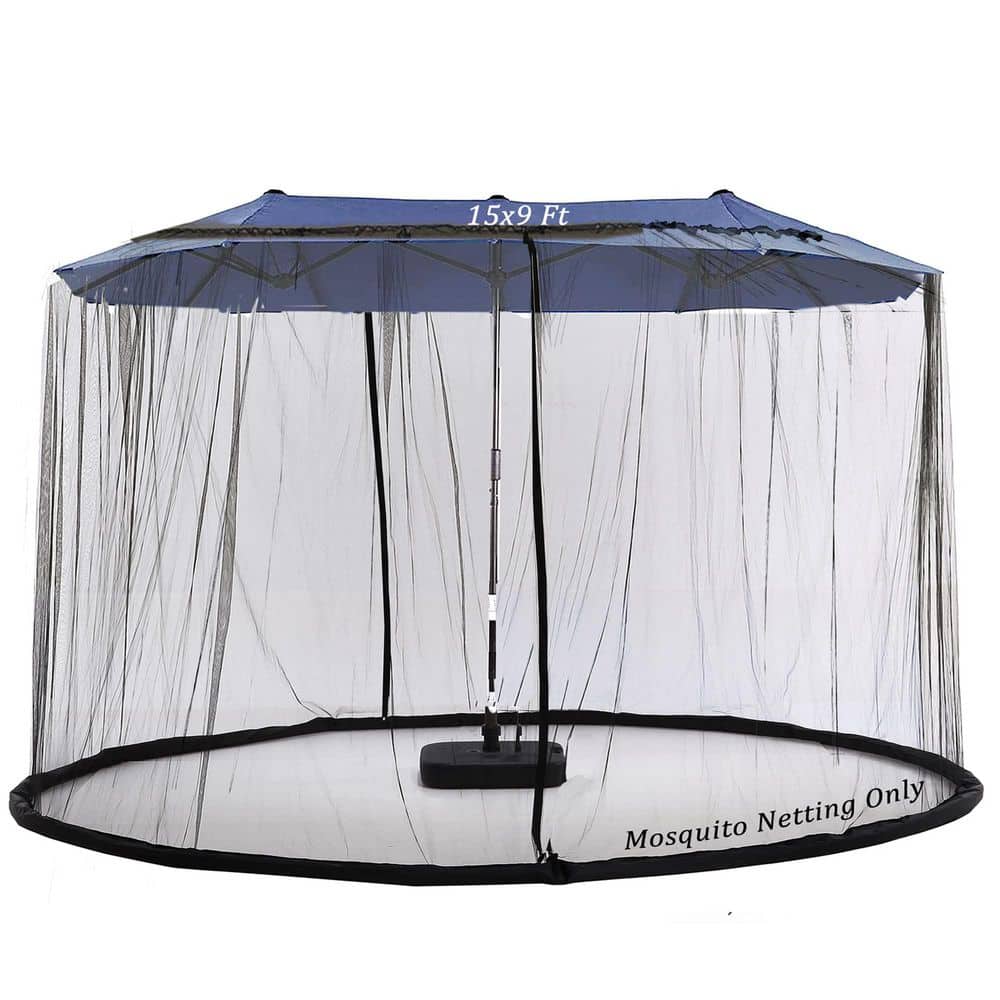 15ft Black Polyester Patio Umbrella Canopy Netting, Double-Sided for 10 ...