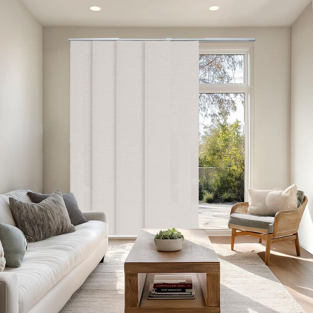 Chicology Slate Adjustable Sliding Panel Track Blind with 23 in. Slats ...