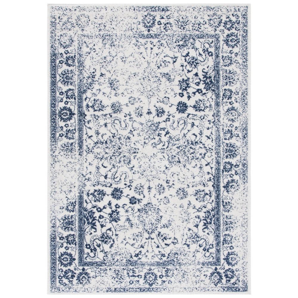 SAFAVIEH Adirondack Ivory/Navy 3 ft. x 4 ft. Border Distressed Area Rug ...