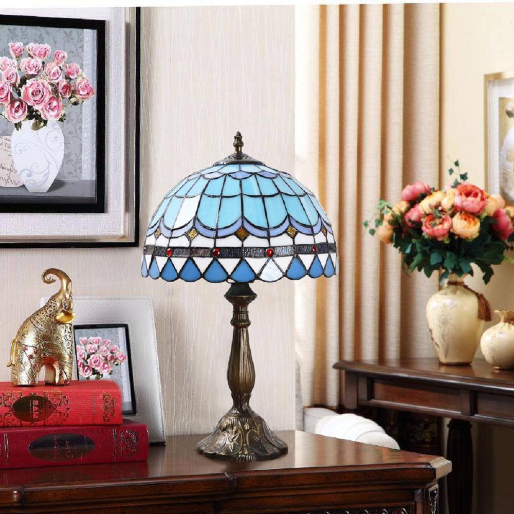 Latepis Decorative 18.1 in. Multi-Colored Tiffany-Style Table Lamp ...