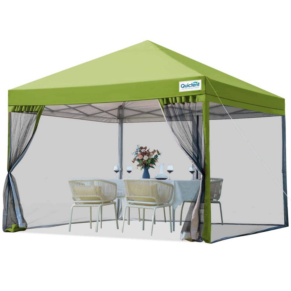 AFAIF 10 ft. x 10 ft.Outdoor Green Pop Up Canopy Tent with Netting ...