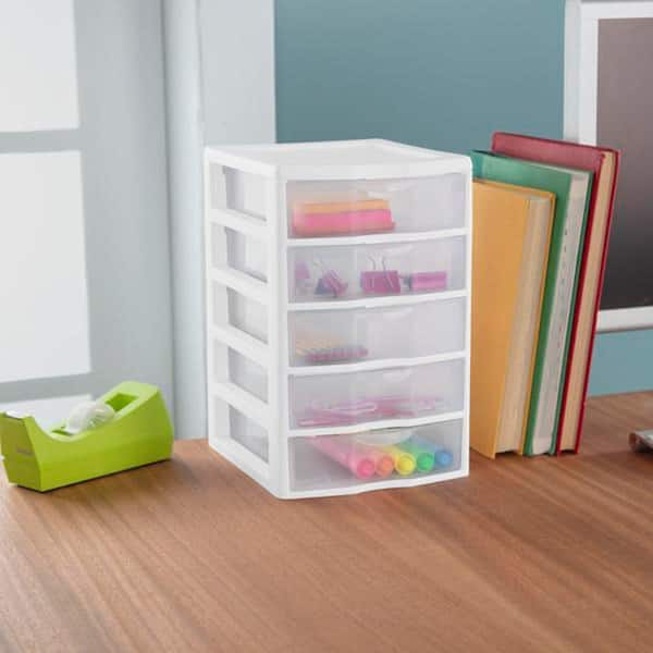 Sterilite 7.25 in. x 11 in. Clearview Small 5 Drawer Desktop Storage Unit White 16 Pack 16 x 20758004