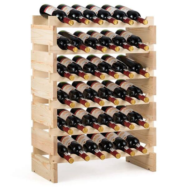 Volenca 36-Bottle Natural Pine Wine Rack QJLY5739 - The Home Depot