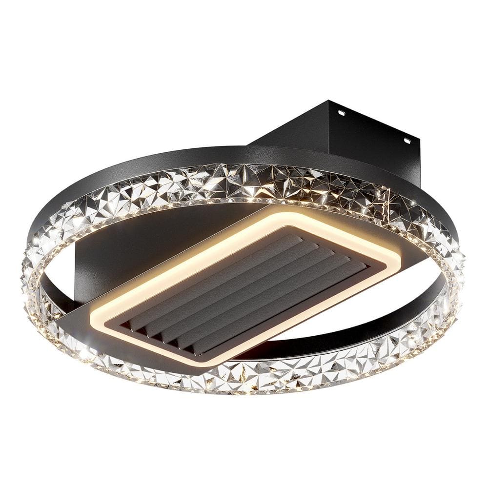 PUDO 20 in. Integrated LED Advanced Indoor Leafless Flush Mount Black ...