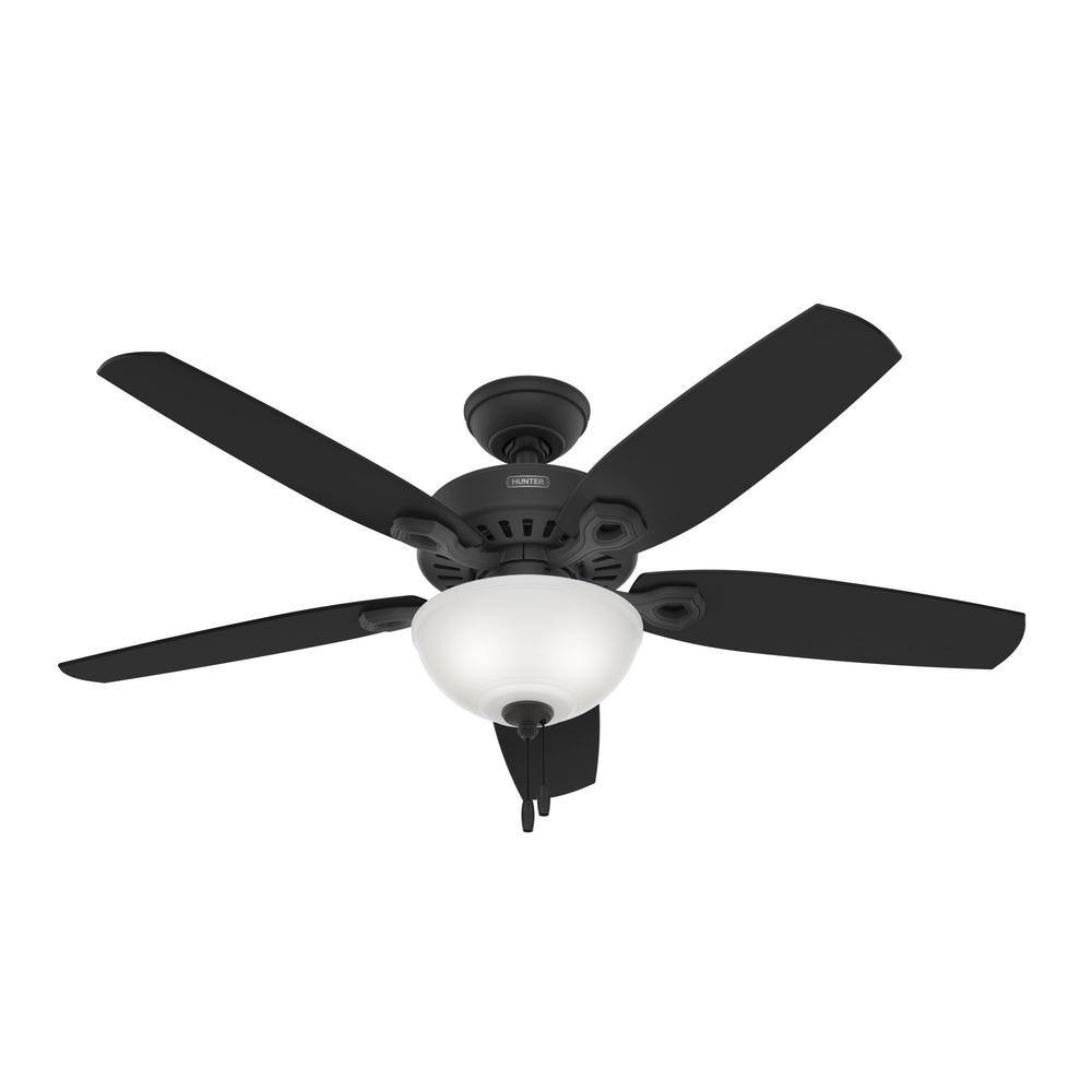 Hunter Builder Deluxe 52 in. Indoor Matte Black Ceiling Fan with Light ...