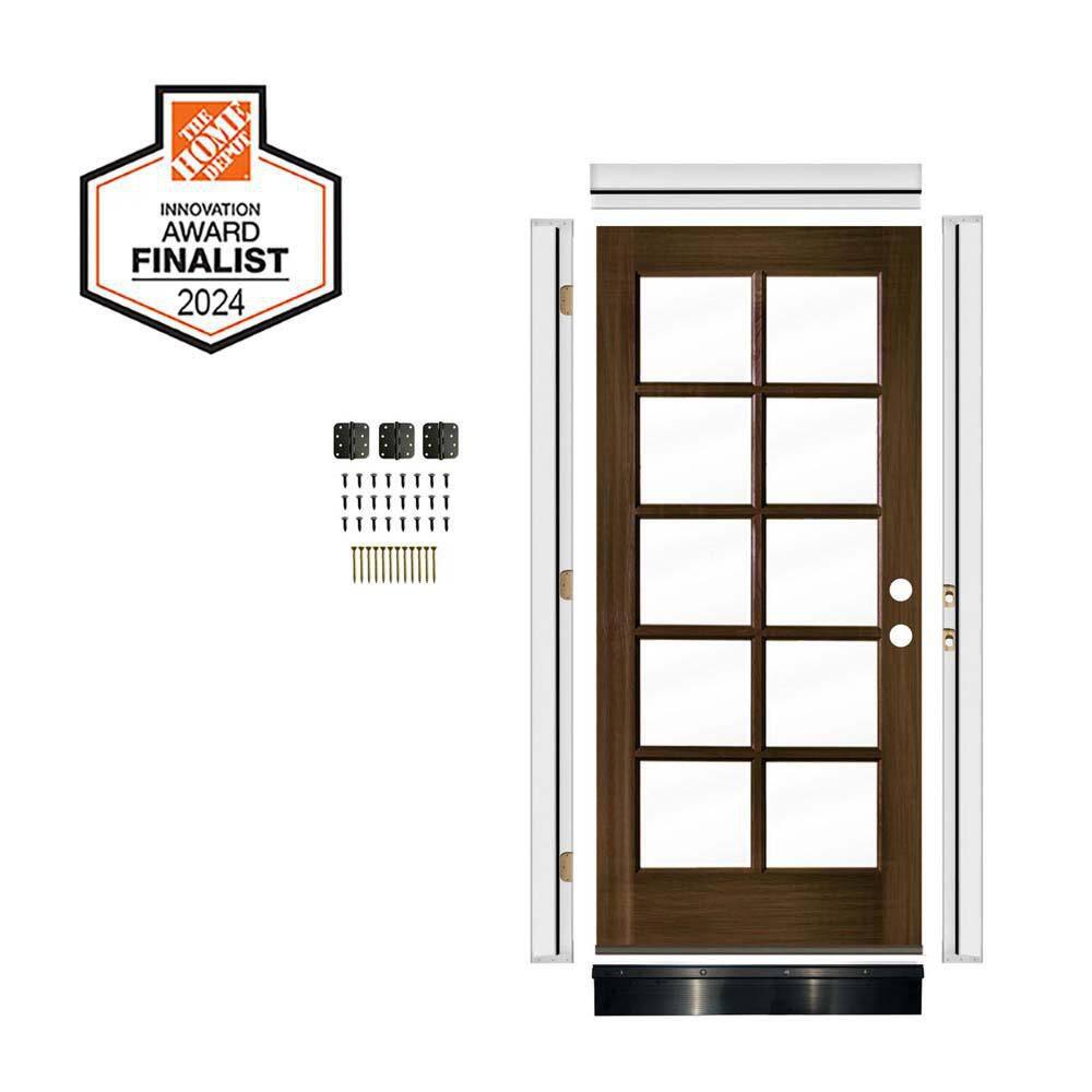 Krosswood Doors DIY RTA Kit 36 in. x 80 in. French Left-Hand/Inswing 10 Lite Clear Glass Black ...