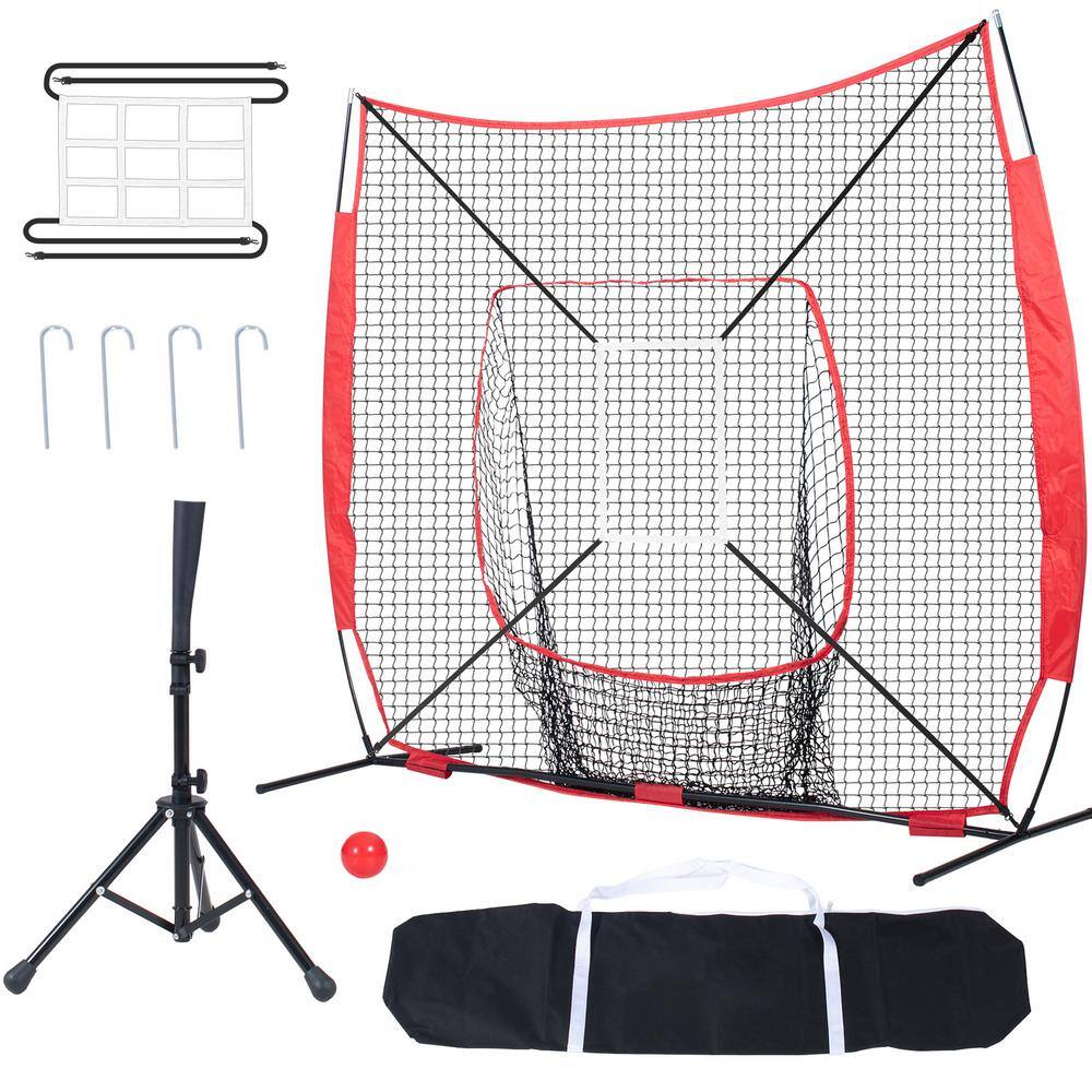 SVOPES 7 ft. x 7 ft. Portable Baseball Practice Net, Training Equipment ...