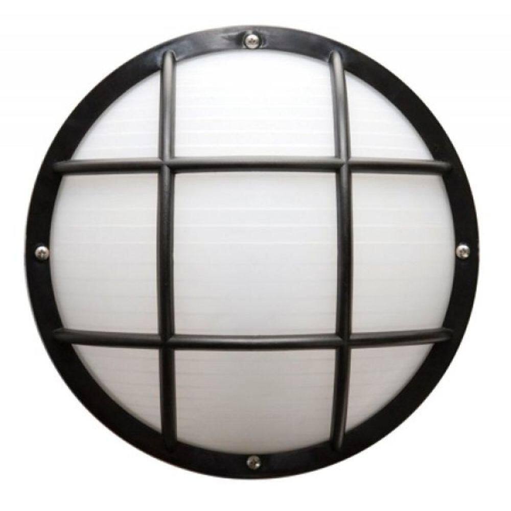 SOLUS Nautical Round Black Outdoor Hardwired Bulkhead Sconce with 3000K ...