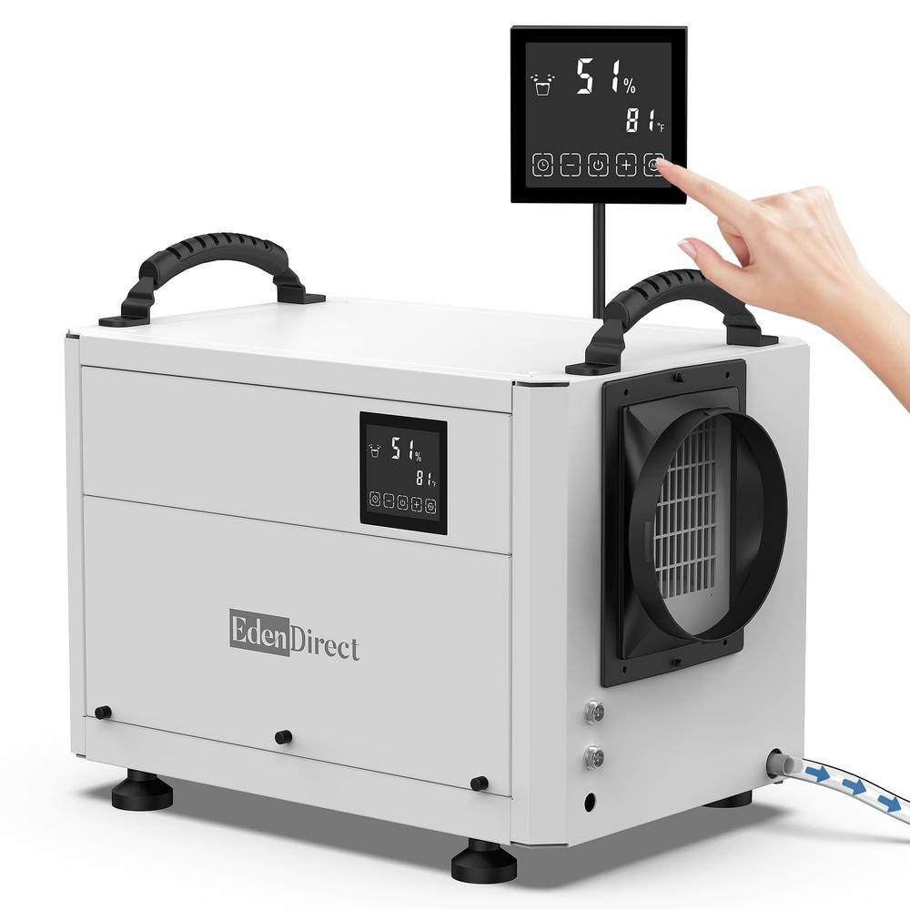 Edendirect 125 pt. 2,000 sq.ft. Bucketless Dehumidifier in Whites with ...