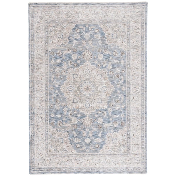 SAFAVIEH Mason 5 ft. x 8 ft. Blue/Gray Beige Medallion Border Area Rug ...
