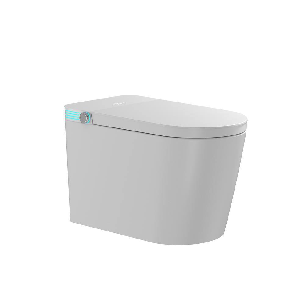 Logmey Voice Control Toilet 12 in. 1-Piece 1.28 GPF Flush Elongated ...
