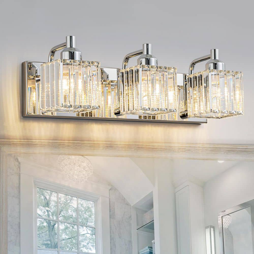 LLHZSY Schonbek 18.7 in. 3-Light Chrome Bathroom Vanity Light Fixture ...
