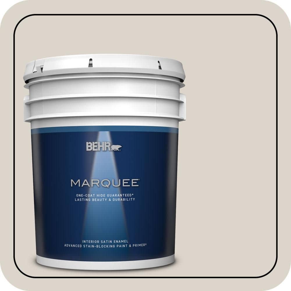 BEHR MARQUEE 5 gal. #ECC-18-2 Pebbled Shore Satin Enamel Interior Paint ...