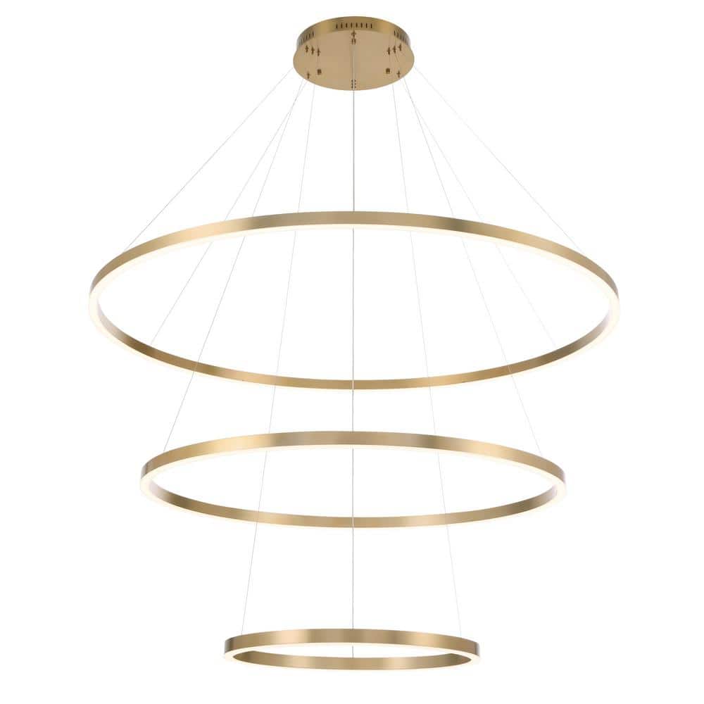 Eurofase Spunto 55-Watt 3-Light Integrated LED Gold Round Chandelier ...