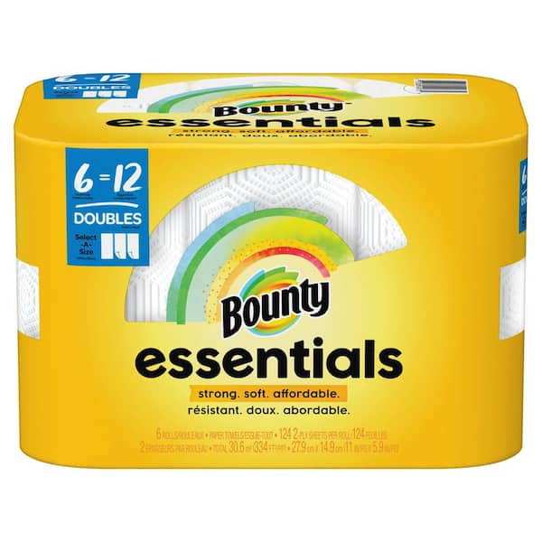 Bounty Essentials White Select a Size Paper Towel Roll 6 Double Rolls 003700049073 The Home Depot