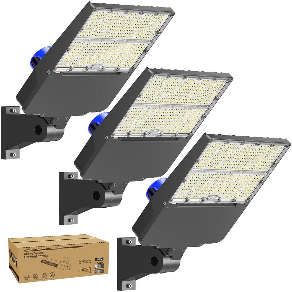 Adewalk 240-Watt Equivalent Integrated LED Black Parking Lot Area Light ...