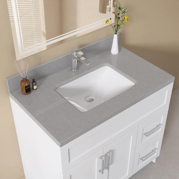 NTQ Fyui 36 in. W x 22 in. D Engineered Stone Vanity Top Rectangular ...
